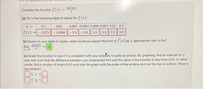 Solved Consider the function f(x)=xsin(4x). (a) Fill in the | Chegg.com