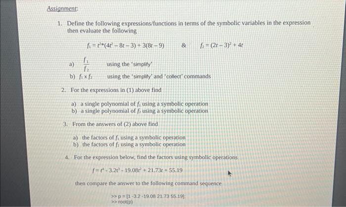 1. Define the following expressions/functions in | Chegg.com