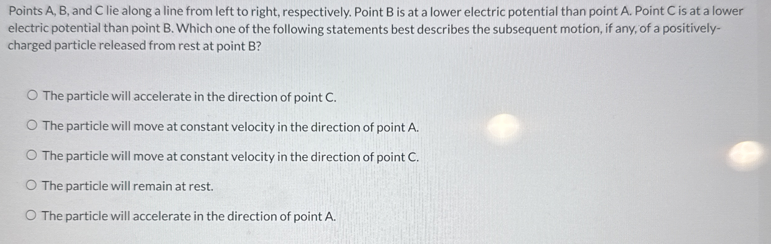 Points A,B, ﻿and C ﻿lie along a line from left to | Chegg.com