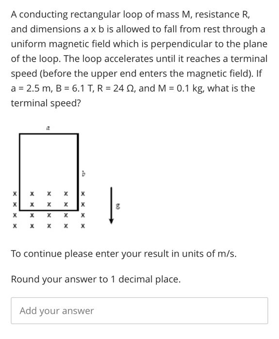 Solved A conducting rectangular loop of mass M, resistance | Chegg.com
