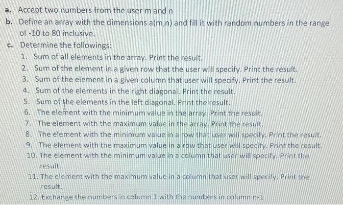 Solved a. Accept two numbers from the user m and n b. Define | Chegg.com