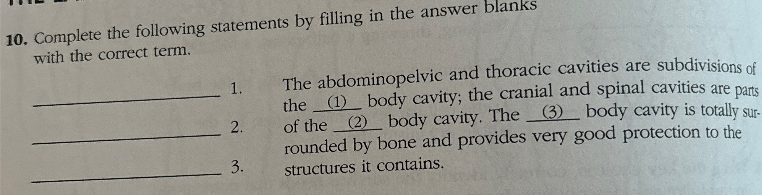 Solved Complete the following statements by filling in the | Chegg.com