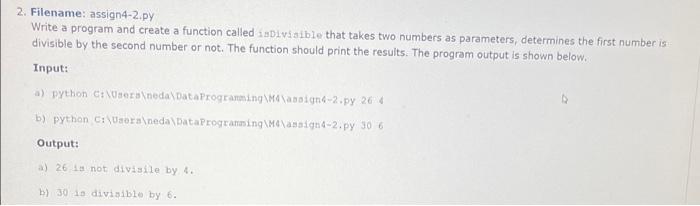 Solved 2 Filename Assign4 2 Py Write A Program And Create