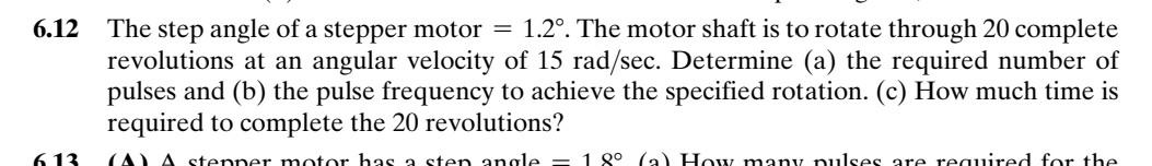 Solved 6.12 The step angle of a stepper motor = 1.2°. The | Chegg.com