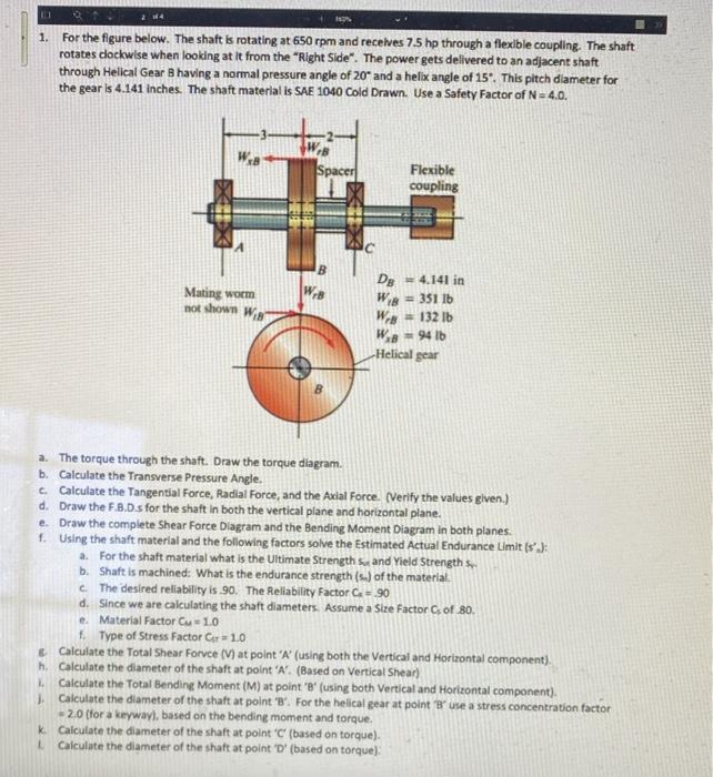 1. For the figure below. The shaft is rotating at | Chegg.com