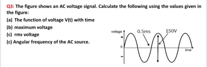 Solved Q3: The figure shows an AC voltage signal. Calculate | Chegg.com