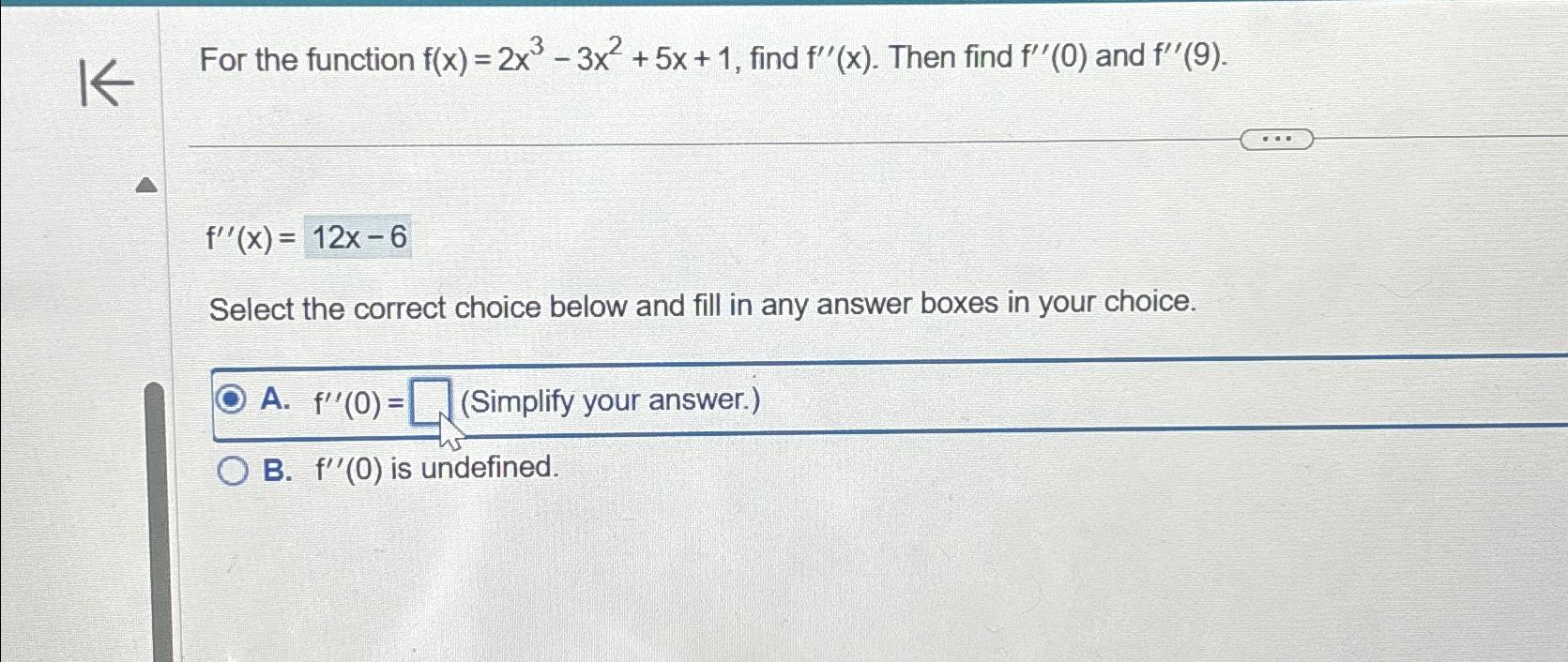 Solved For the function f(x)=2x3-3x2+5x+1, ﻿find f''(x). | Chegg.com