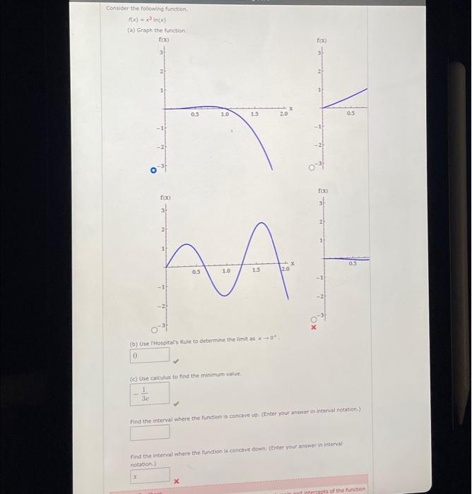 Solved Consider the following function. (x)=x3ln(x) (a) | Chegg.com