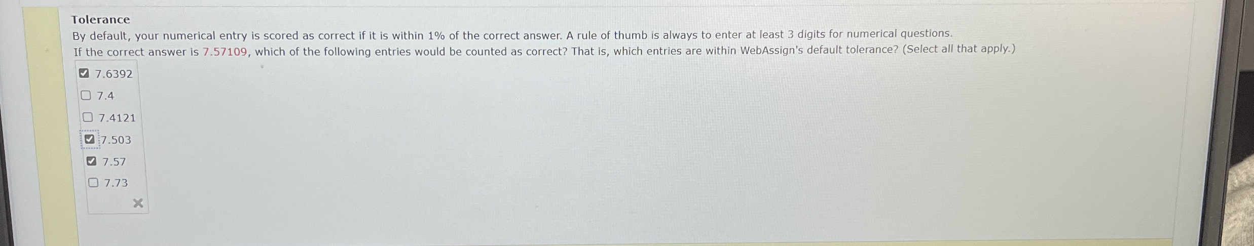 ToleranceBy default, your numerical entry is scored | Chegg.com