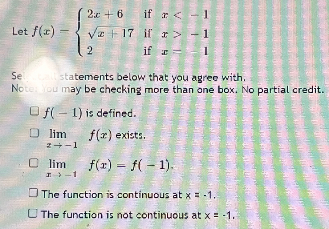 Solved Let f(x)={(2x+6 if x -1),(2 | Chegg.com