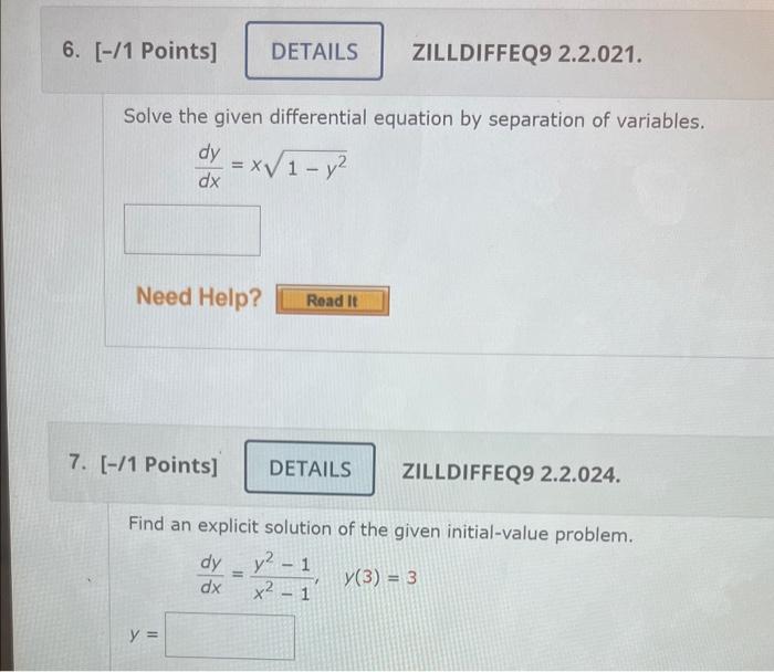 Solved ZILLDIFFEQ9 2.2.021. Solve the given differential | Chegg.com