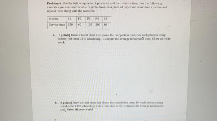Solved Problem 6. Use the following table of processes and | Chegg.com