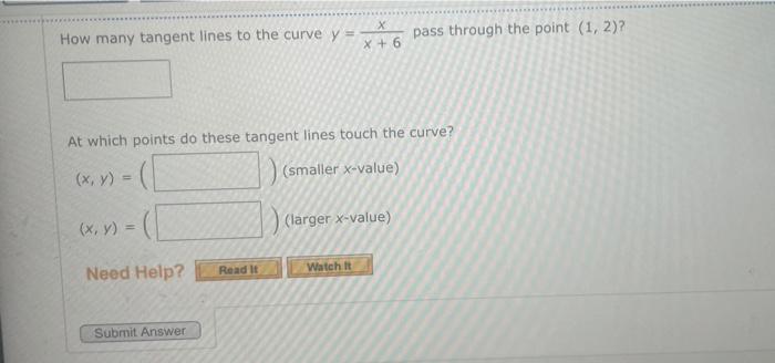 Solved How many tangent lines to the curve y=x+6x pass | Chegg.com