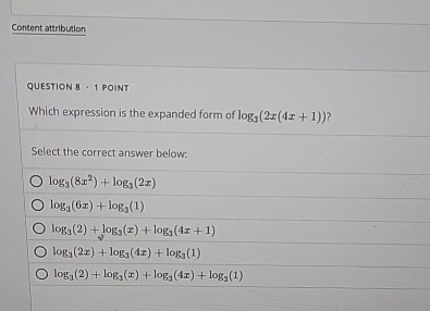 Solved Content attributionQUESTION 8 - 1 ﻿POINTWhich | Chegg.com