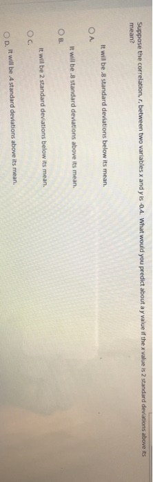 Solved Suppose the correlation, r, between two variables x | Chegg.com
