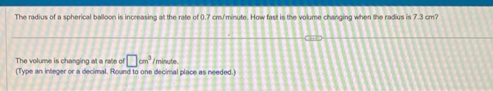 Solved The radius of a spherical balloon is increasing at | Chegg.com