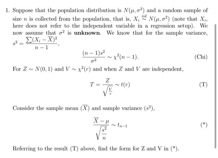 Solved Suppose that the population distribution is N(μ,σ2) | Chegg.com