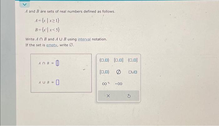 A and B are sets of real numbers defined as follows. | Chegg.com