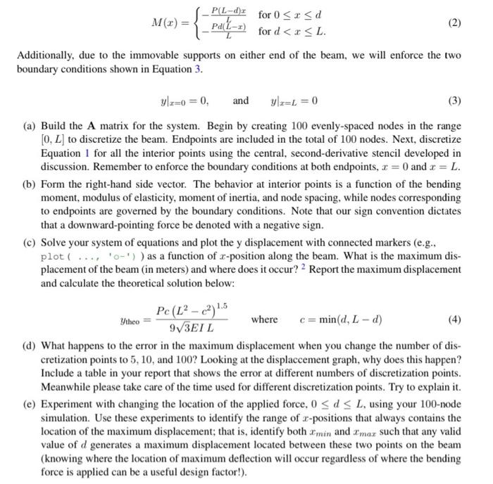 Solved 1. Euler-Bernoulli Beam Bending In this problem, we | Chegg.com