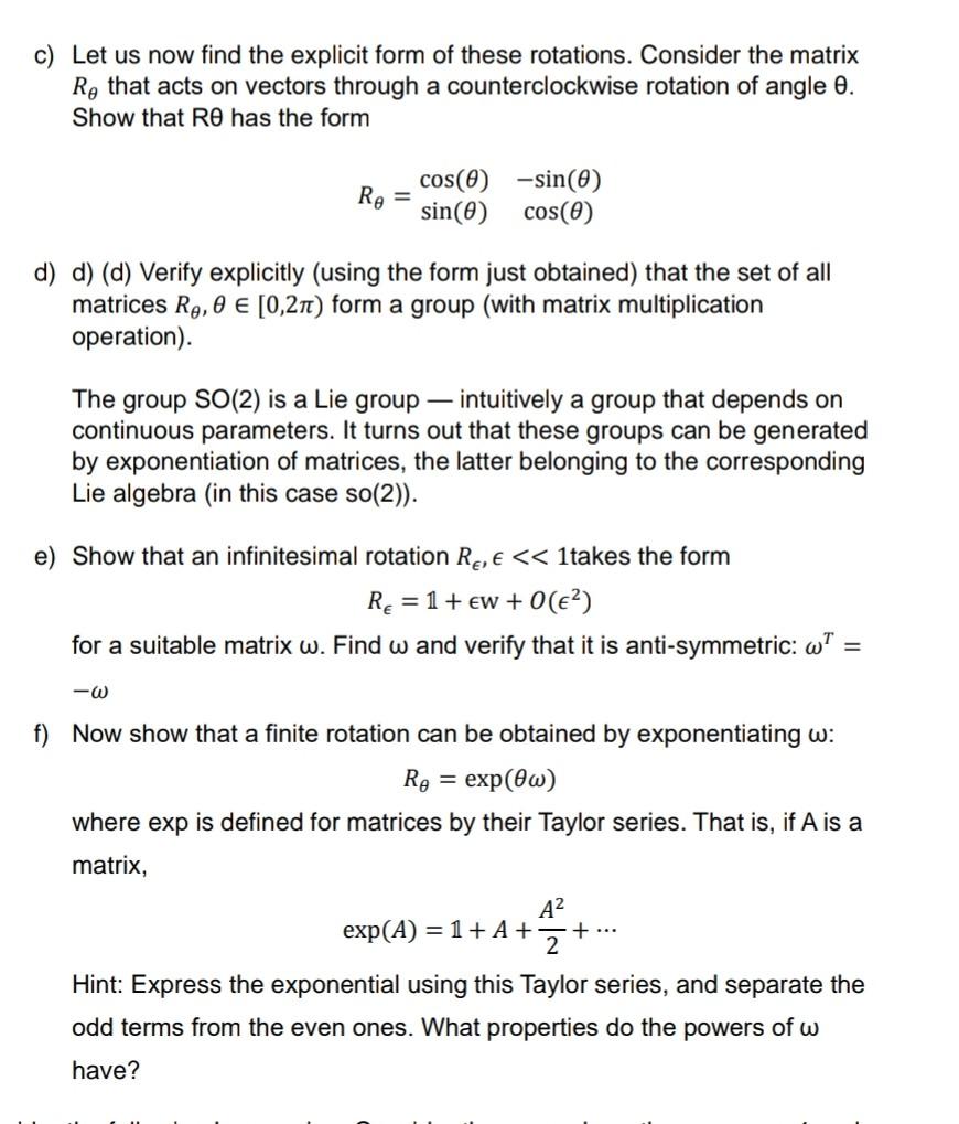 Solved c) Let us now find the explicit form of these | Chegg.com