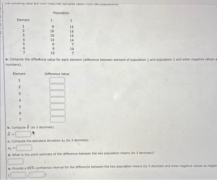 Solved a. Compute the difference value for each element | Chegg.com