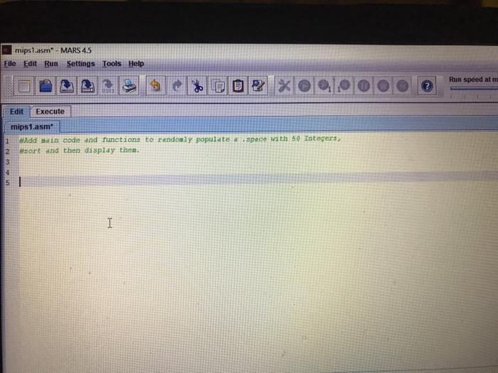 Solved mipsi.asm" - MARS 45 File Edit Run Settings Tools | Chegg.com