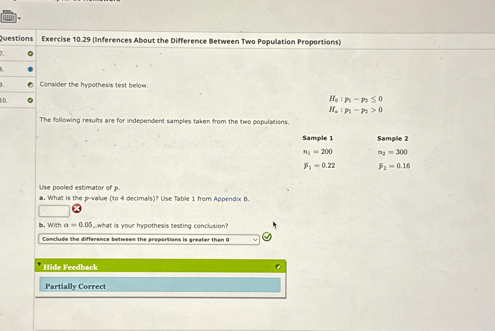 Solved Exercise 10.29 (Inferences About the Difference | Chegg.com