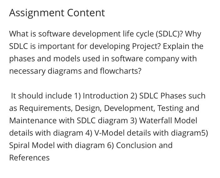 Solved Assignment Content What is software development life | Chegg.com