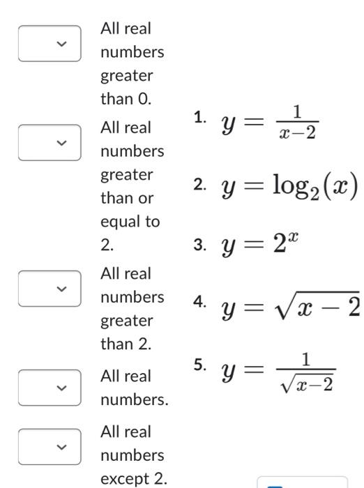 Solved \\( \\begin{array}{l}y=\\frac{1}{x-2} \\\\ y=\\log | Chegg.com