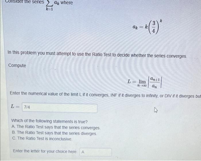 Solved In this problem you must attempt to use ratio test to | Chegg.com