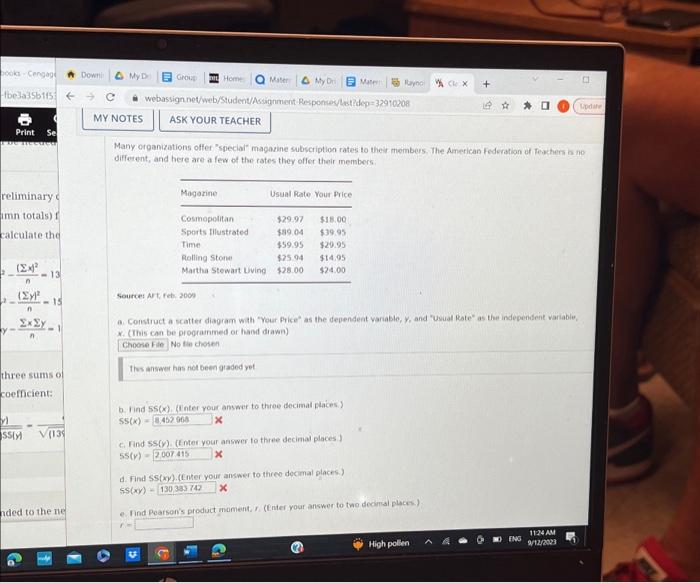 how would you find the SS(x) and SS(y)? and then once | Chegg.com
