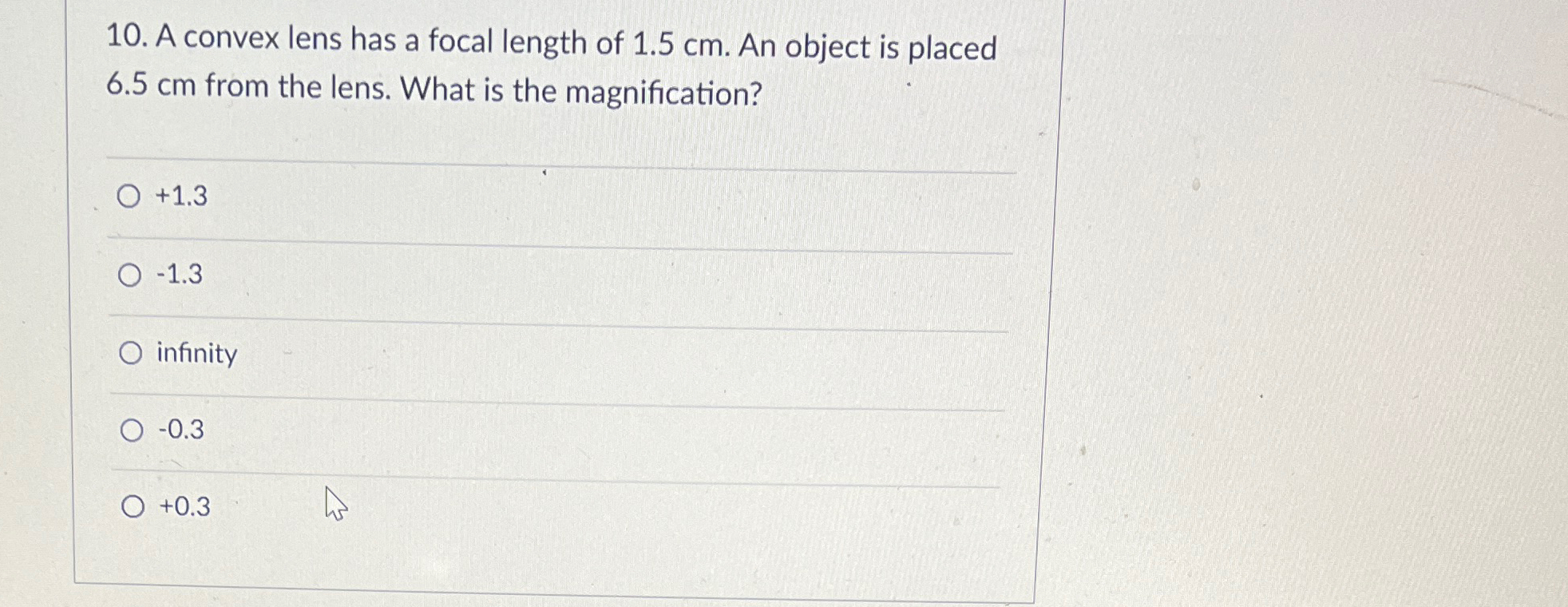 Solved A convex lens has a focal length of 1.5cm. ﻿An object | Chegg.com