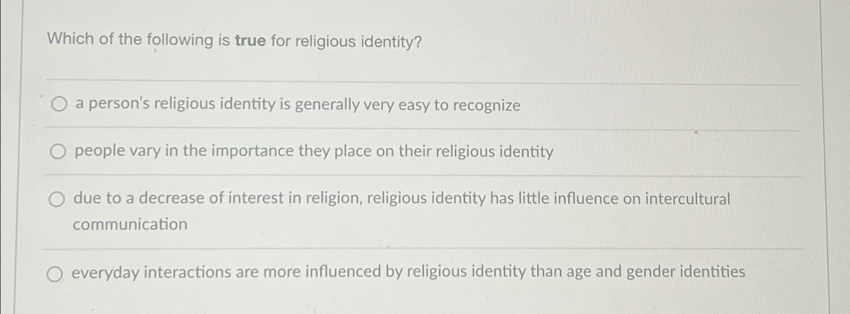 Solved Which of the following is true for religious | Chegg.com