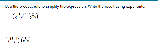 Solved Use the product rule to simplify the expression. | Chegg.com