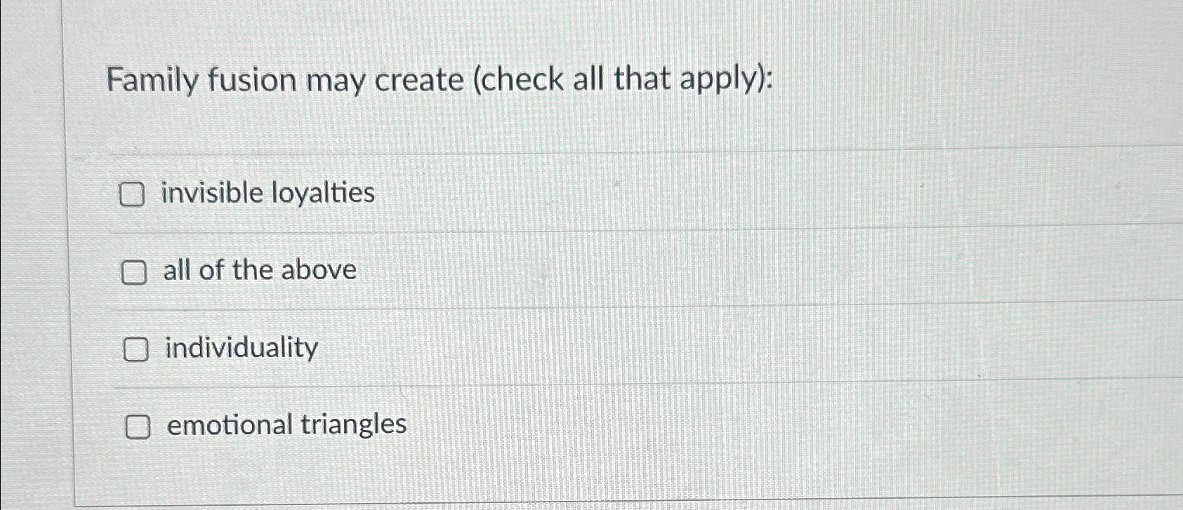 Solved Family fusion may create (check all that | Chegg.com