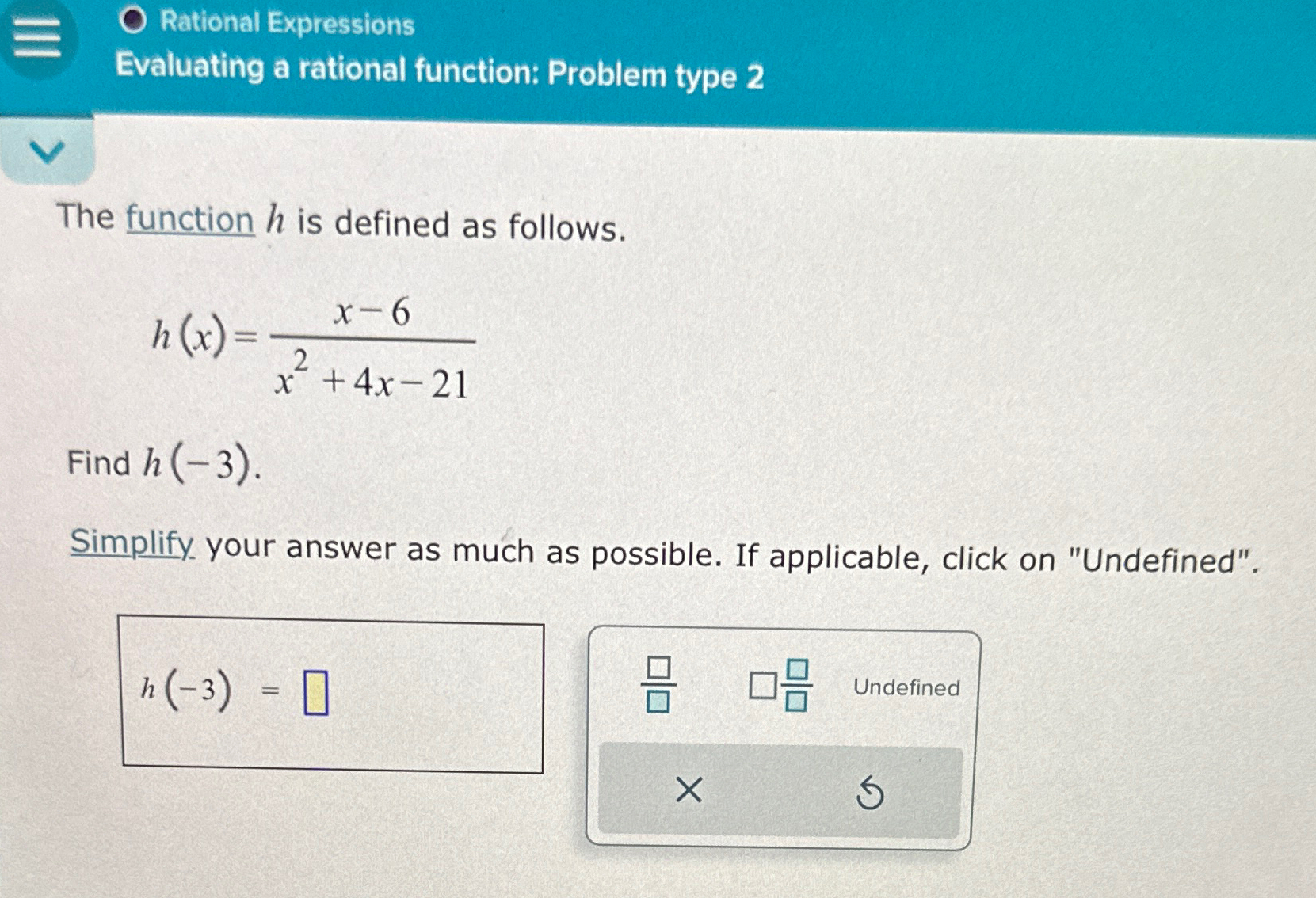Solved Rational Expressionsevaluating A Rational Function