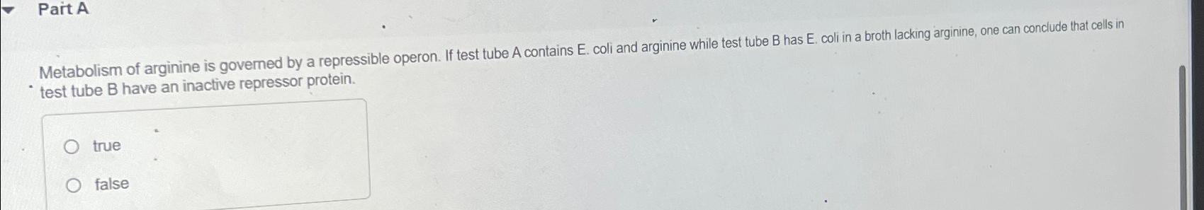 Solved Part AMetabolism of arginine is governed by a | Chegg.com