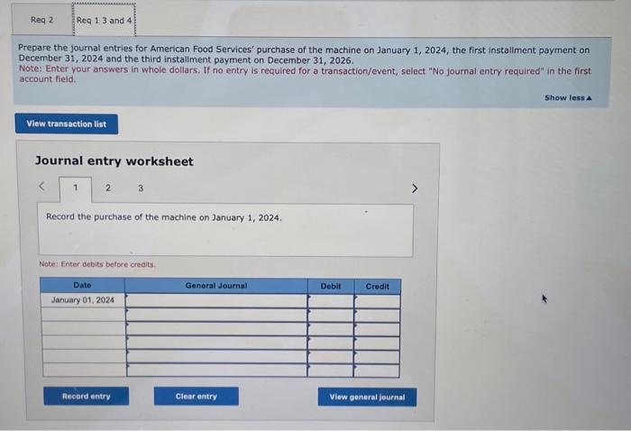 Solved Journal entry worksheet Record the first installment | Chegg.com