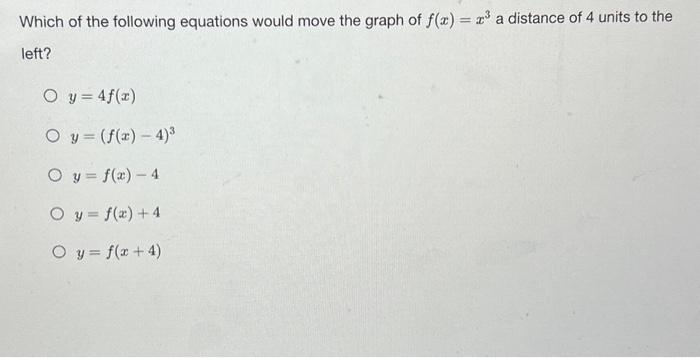 Solved Which of the following equations would move the graph | Chegg.com