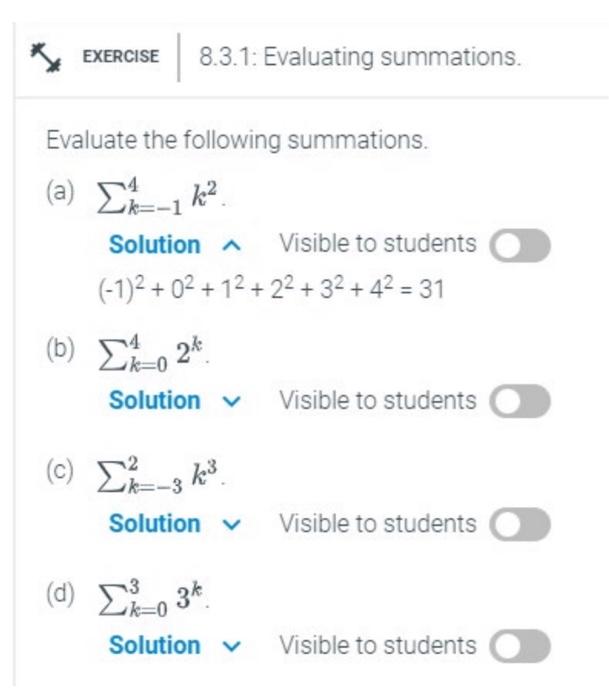 Solved Evaluate the following summations. (a) ∑k=−14k2 | Chegg.com