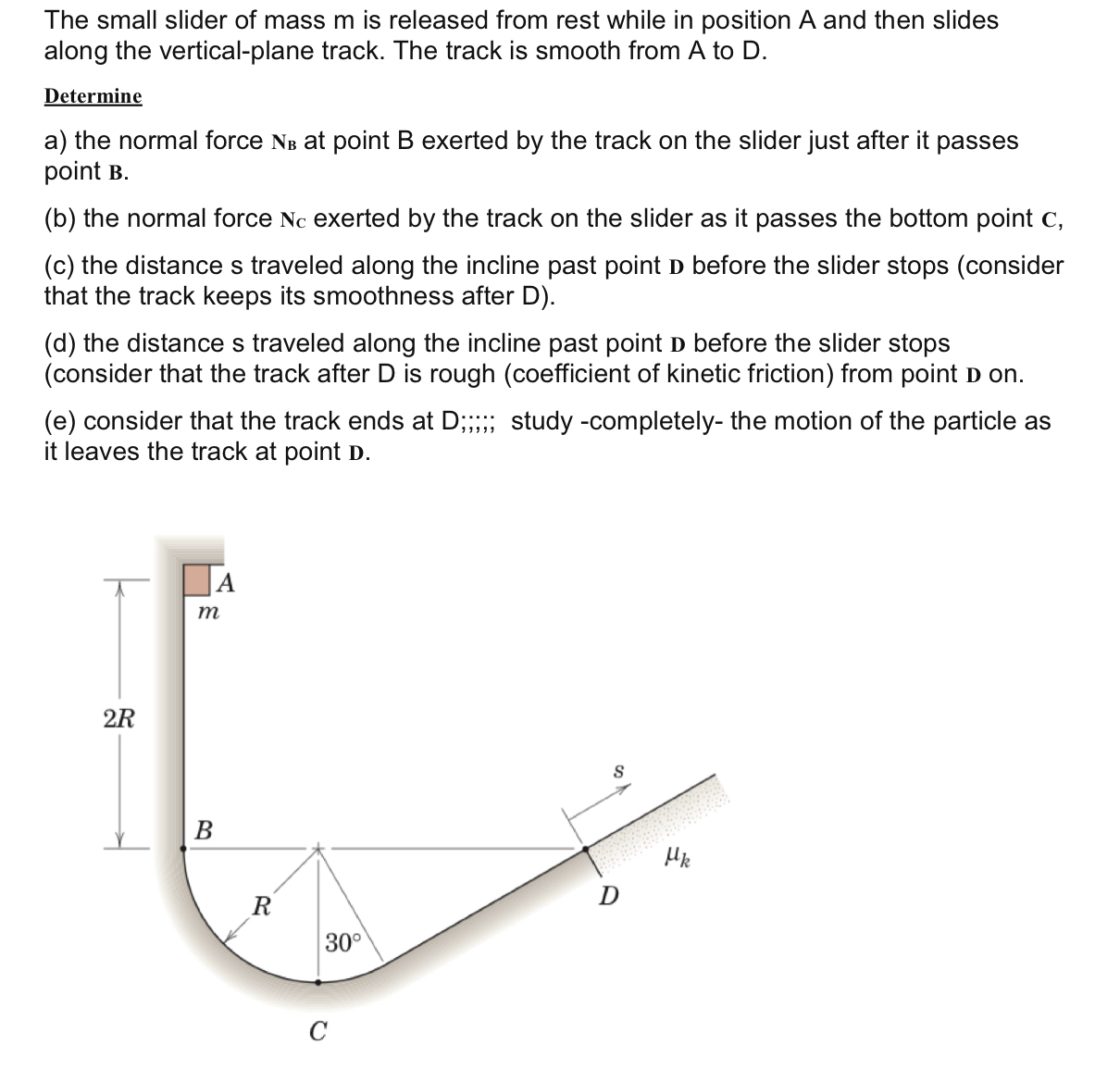 Solved The small slider of mass m ﻿is released from rest | Chegg.com