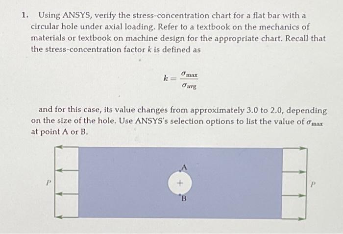 1. Using ANSYS, verify the stress-concentration chart | Chegg.com
