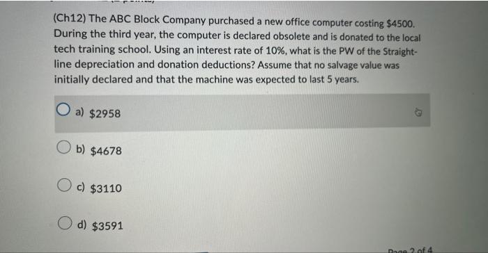 Solved (Ch12) The ABC Block Company purchased a new office | Chegg.com