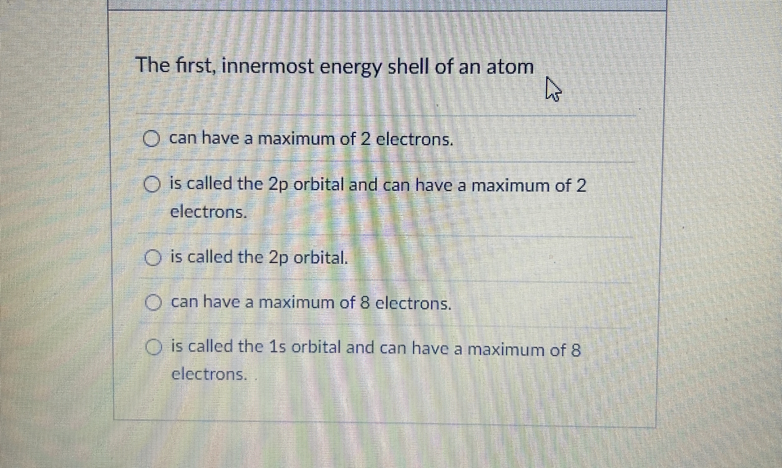 Solved The first, innermost energy shell of an atomcan have | Chegg.com