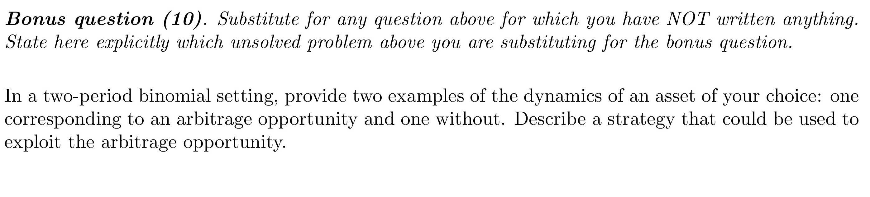 Solved In a two-period binomial setting, provide two | Chegg.com