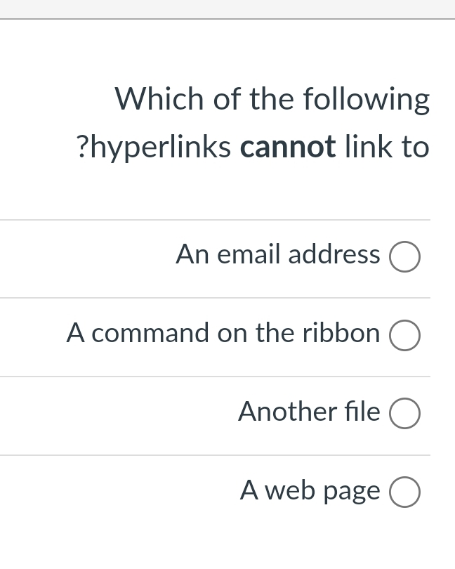 Solved Which of the following ?hyperlinks cannot link toAn | Chegg.com