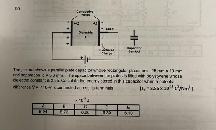 Solved The picture shows a parallel plate capacitor whose | Chegg.com
