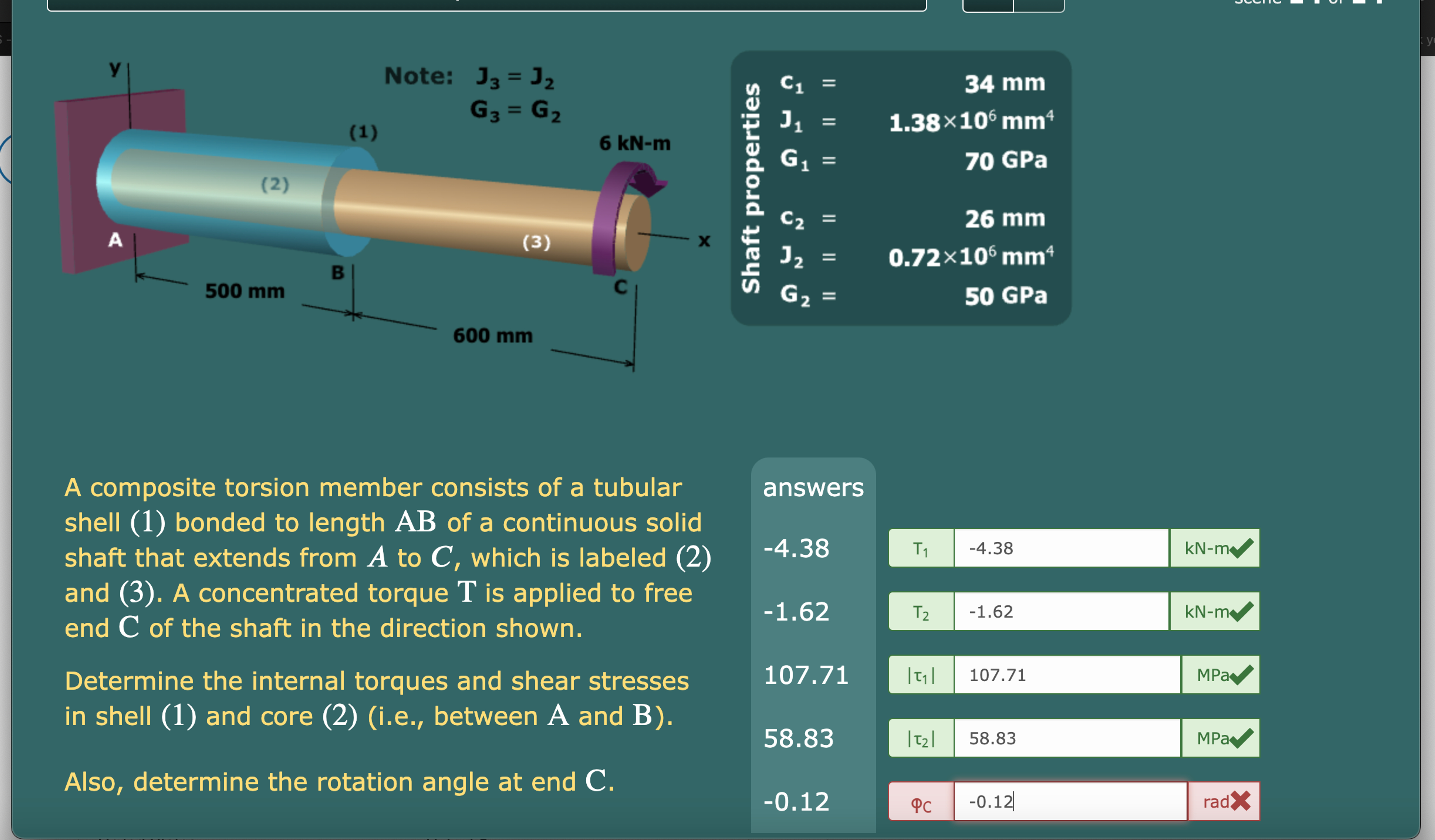A composite torsion member consists of a tubularshell | Chegg.com