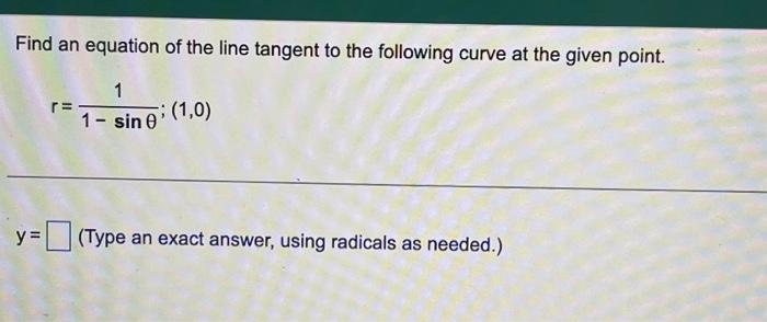 Solved Find an equation of the line tangent to the following | Chegg.com