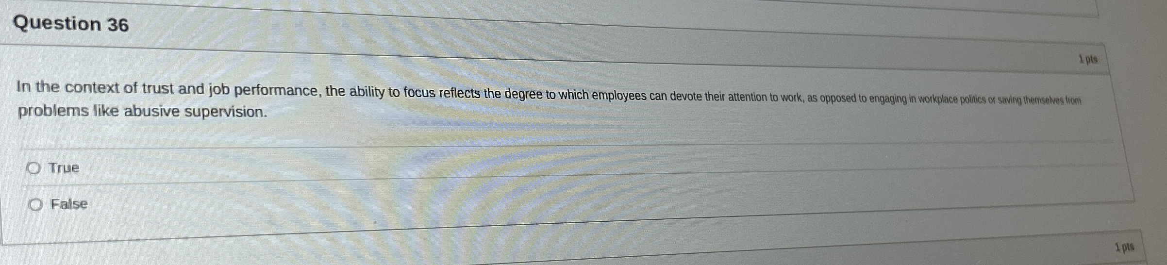 Solved Question 361 ﻿ptsIn the context of trust and job | Chegg.com